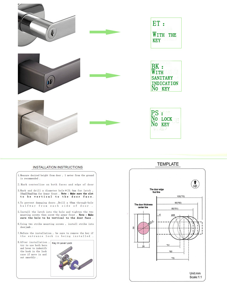 Quick Release Function Heavy Duty Leverset Bathroom Or Bedroom Function ...