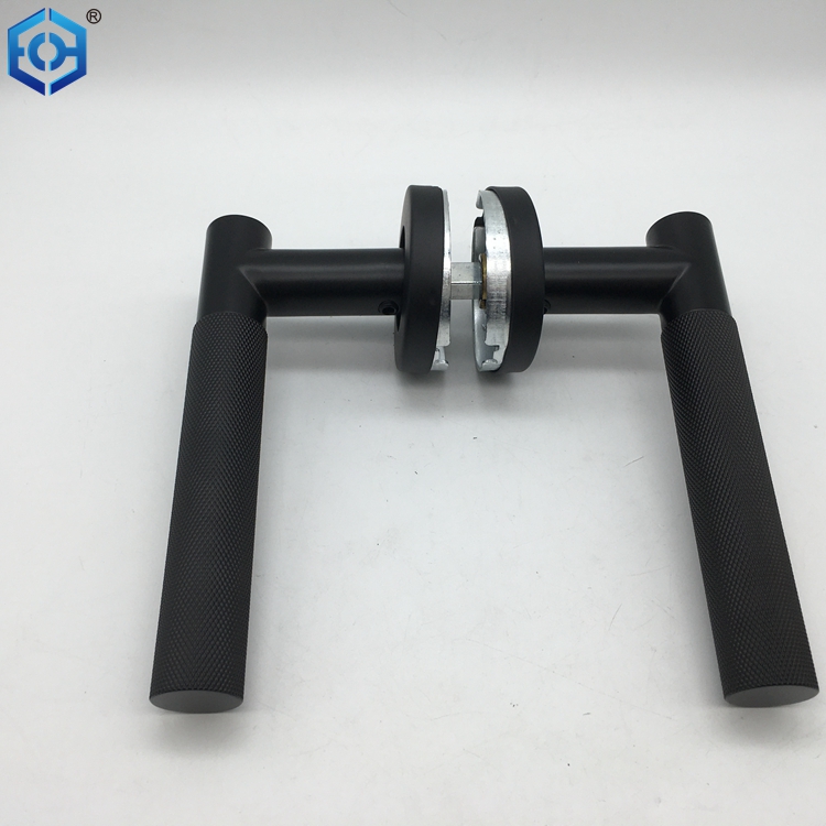 Black Stainless Steel Rosette Door Handle Luxury Gold Door Knurling ...