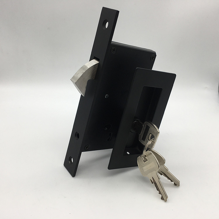 Black 304 Stainless Steel Square Sliding Door Lock for Wooden Doors ...