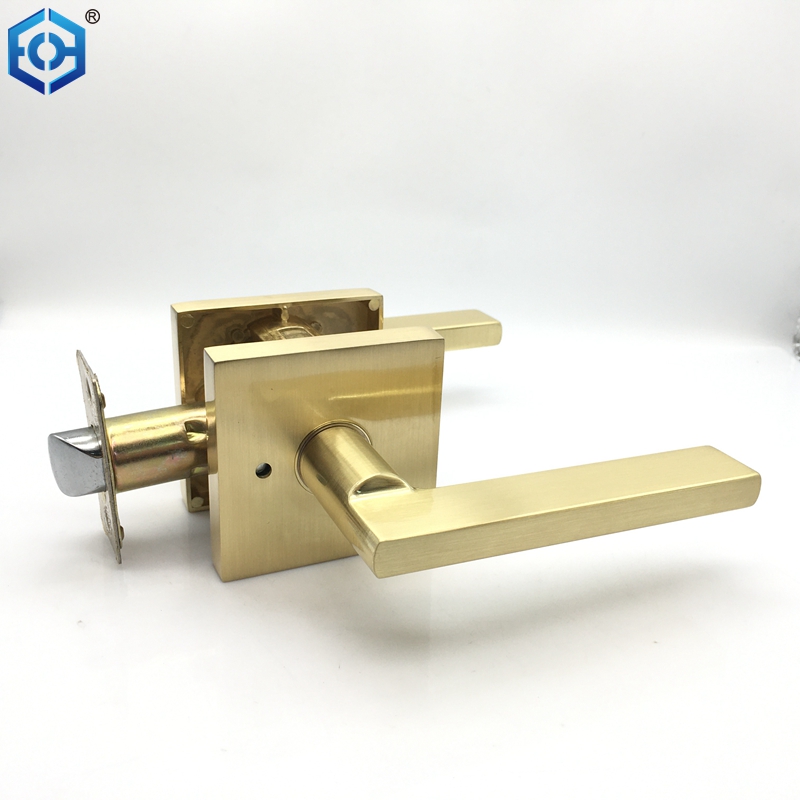 Privacy Door Lever Gold Brushed Brass Door Handle Lever Door Handle ...