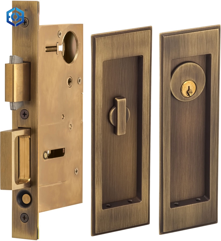 Accurate Pocket Door Privacy Lock Set with Rectangular Flush Pulls ...