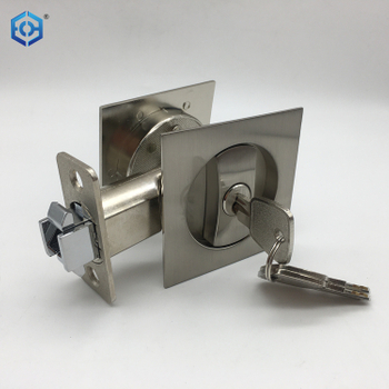 Satin Nickel Square Zinc Alloy Entry Door Sliding Pocket Door Lock with ...