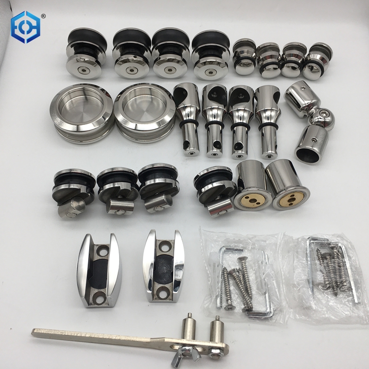 Chrome Stainless Steel Frameless Sliding Shower Door Hardware Track Kit ...