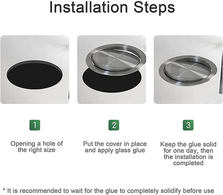 Stainless Steel Garbage Flap Lid Trash Bin Cover Flush Built-in Balance ...