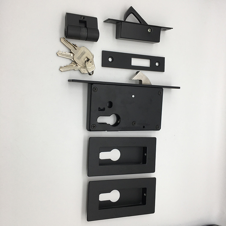 Black 304 Stainless Steel Square Sliding Door Lock for Wooden Doors ...