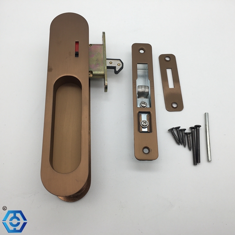 Brown Zinc Alloy Pocket Door Lock with Indicator for Bathroom Door ...