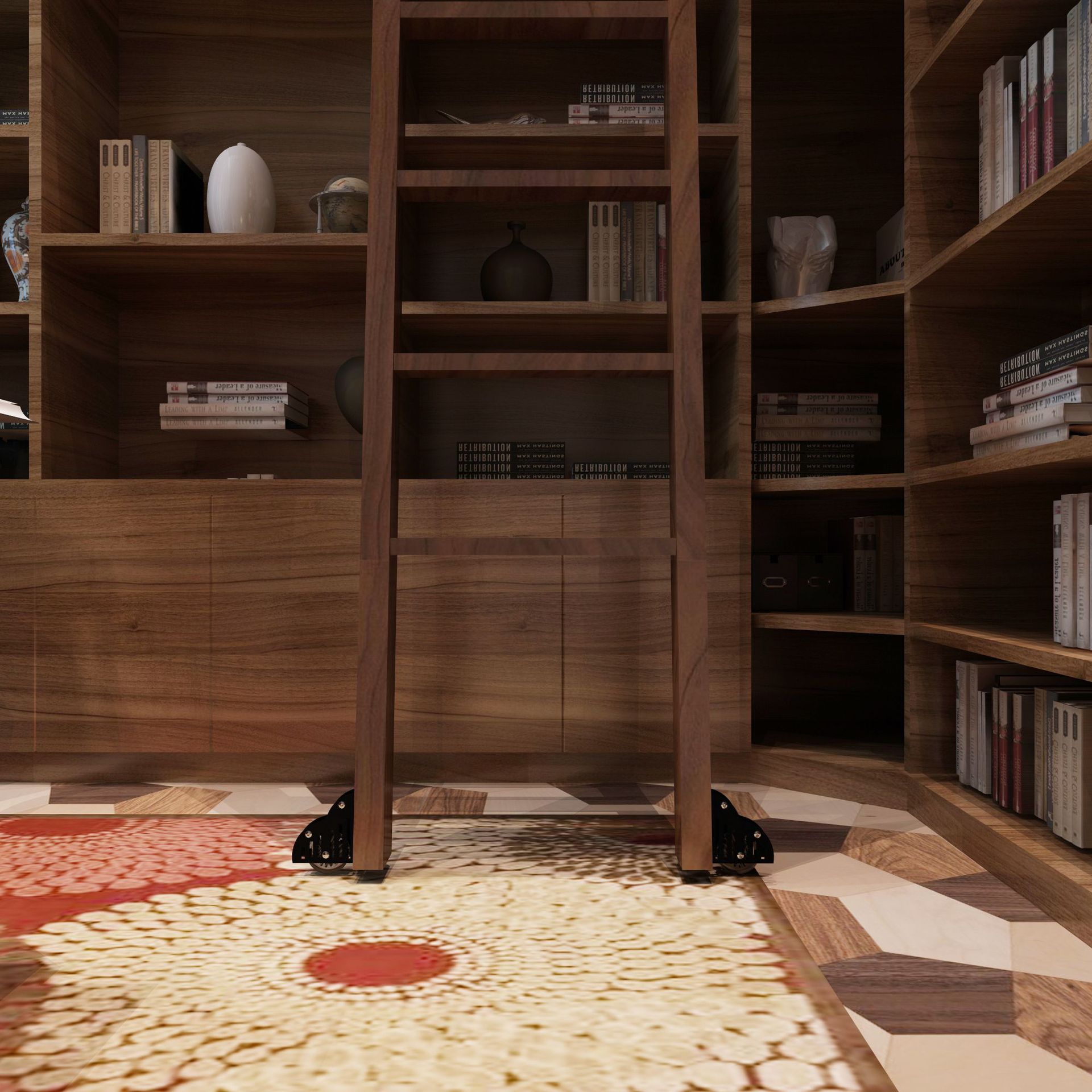 Black Steel Vintage rolling Library laddersSliding Ladder Hardware Kit ...