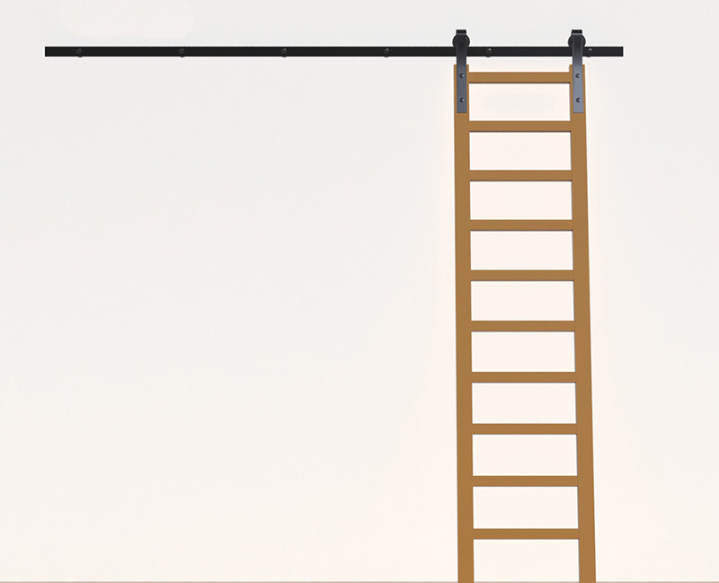 Black rolling library ladders high quality carbon steel sliding system ...